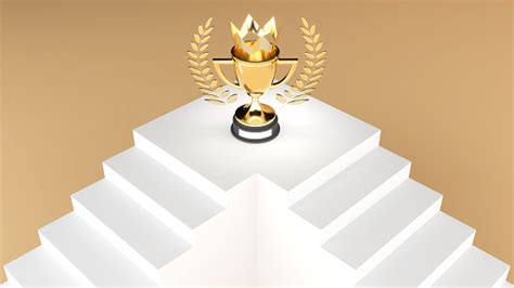 계단 및 승리 트로피 경쟁에서 우승 트로피를 받기 위해 등반 3d 렌더링 컵에 대한 스톡 사진 및 기타 이미지 컵 트로피 0명 Istock