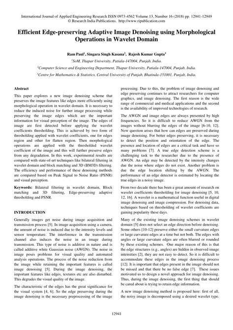 pdf efficient edge preserving adaptive image denoising using