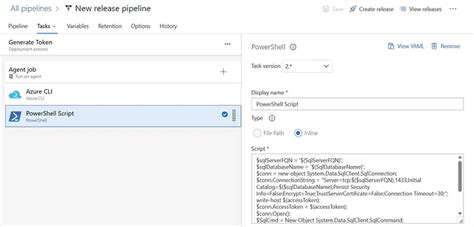 Running A Sql Script From The Azure Pipeline Using A Service Principal With Client Secret Dev