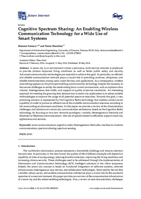 pdf cognitive spectrum sharing an enabling wireless communication