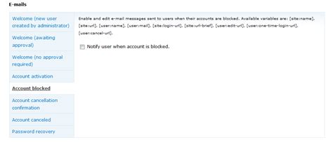 How To Enable Account Blocked Email In Drupal 7 Inmotion Hosting