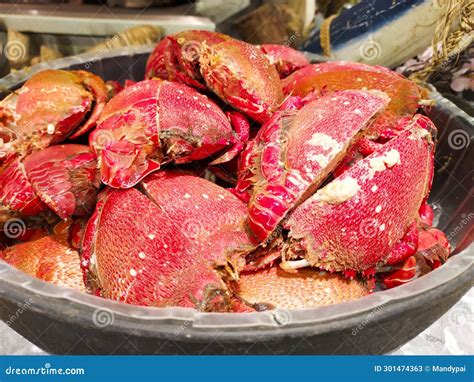 Boiled Spanner Crab Red Frog Crab In A Seafood Restaurant Stock Image Image Of Fruit