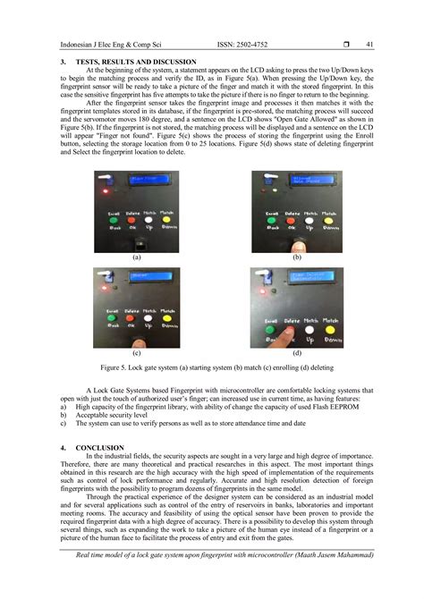 real time model of a lock gate system upon fingerprint with microcontroller pdf