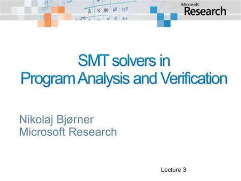 PPT SMT Solvers In Program Analysis And Verification PowerPoint Presentation ID