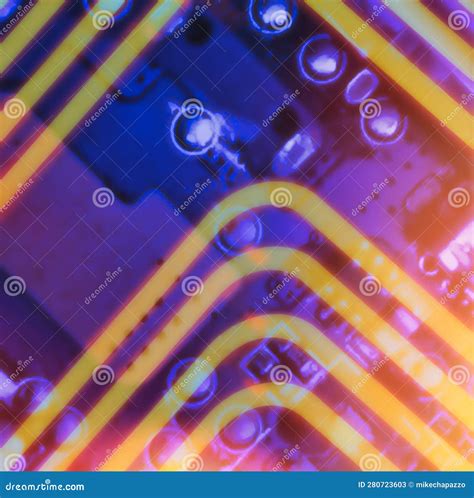 Close Up Microchip With Connections Stock Illustration Illustration
