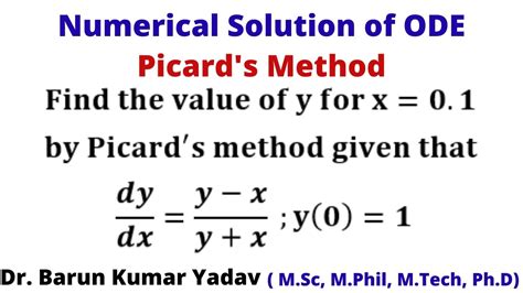 Picards Method Numerical Solution Of Ode Part 4 Barunmaths Picardmethod Youtube