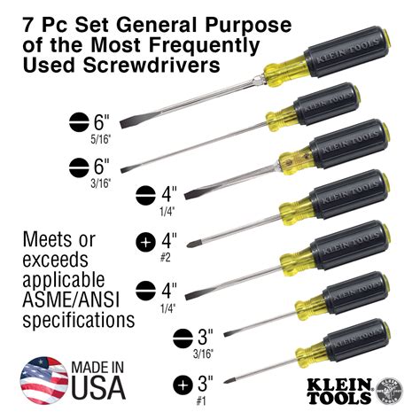 Screwdriver Set Slotted And Phillips 7 Piece 85076 Klein Tools