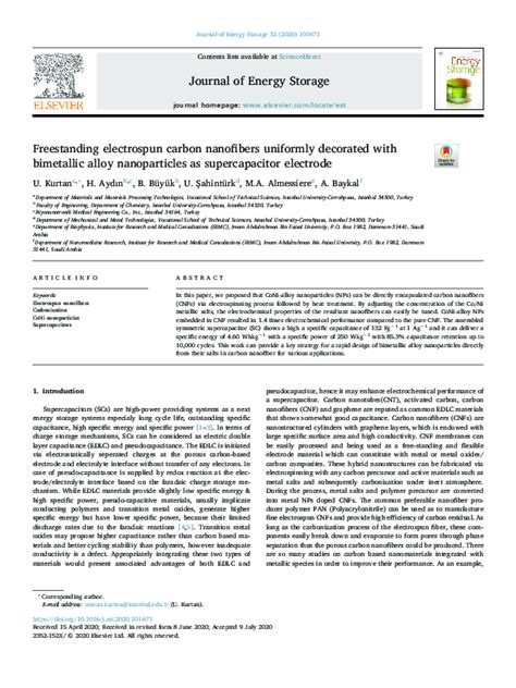 Pdf Freestanding Electrospun Carbon Nanofibers Uniformly Decorated With Bimetallic Alloy