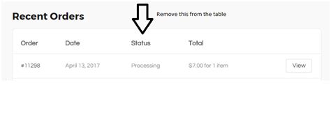Php Hiding Order Status In My Account Recent Orders List Page Stack