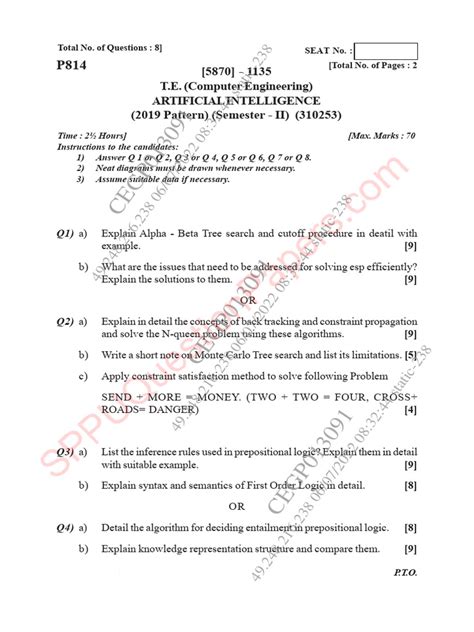 be computer engineering semester 6 2022 may artificial