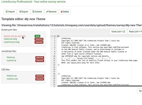 Theme Editor Limesurvey Manual