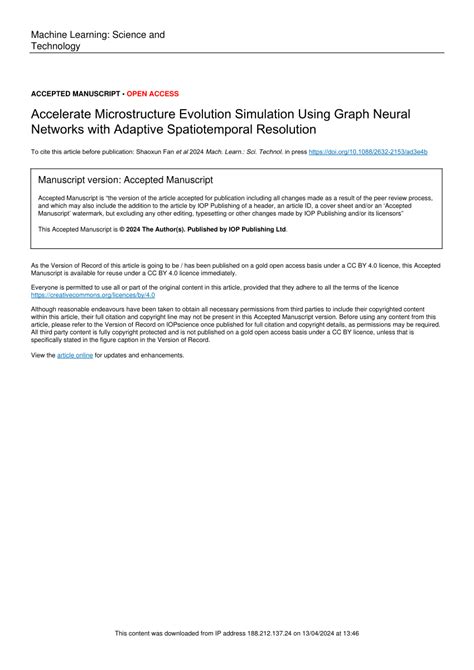 Pdf Accelerate Microstructure Evolution Simulation Using Graph Neural Networks With Adaptive