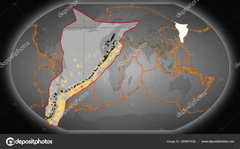 Okhotsk Tectonic Plate Extruded Presented Global Grayscale Elevation Map Kavrayskiy Stock