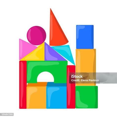 나무 다채로운 블록 장난감 흰색 배경에 아이 게임 벽돌 어린이 건물 타워 성 집 벡터 만화 일러스트레이션 개체 그룹에 대한 스톡 벡터 아트 및 기타 이미지 Istock