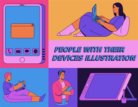 Techy People Using Gadgets Illustration On Behance