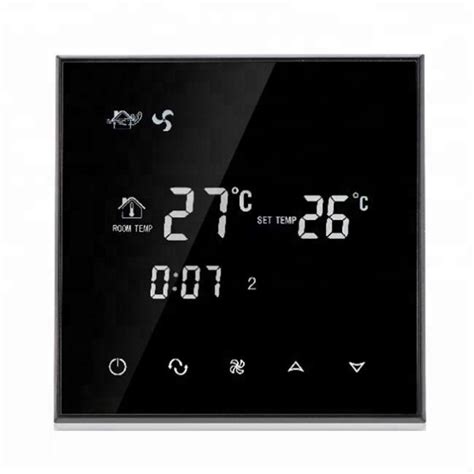 Heating Cooling Touch Screen Room Thermostat Ntc Sensor Black Color Thermostat And Air