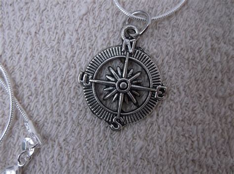Compass Rose Pendant Nesw Charm Necklace With Compass Points