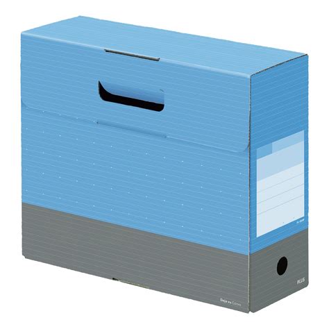 Amazon co jp プラス ファイルボックス フタ付き A4横 背幅100mm デジャヴ スカイブルー 76 131 文房具オフィス用品