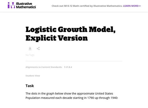 illustrative mathematics f if logistic growth model explicit version