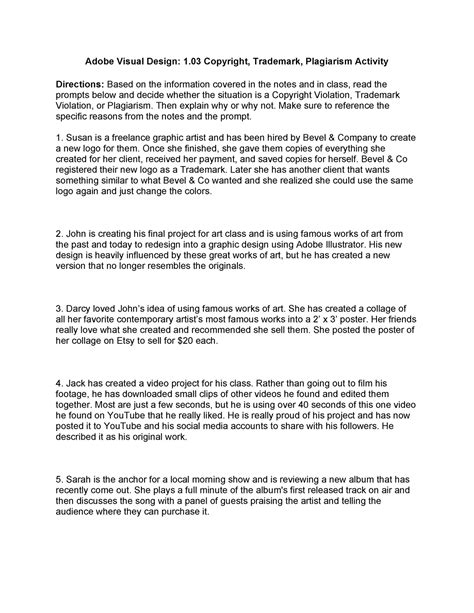 Adobe Visual Design 1 03 Copyright Trademark Plagiarism Activity Adobe Visual Design 1