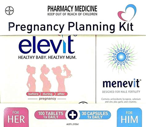 Elevit 100 Tablets And Menevit 30 Capsules Pregnancy Planning Kit Combo