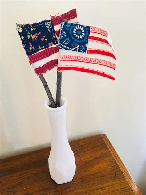 Diy Fabric Scrap Flags 4th Of July Decor