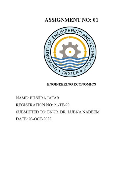 Assignment No 01 Download Free Pdf Economics Engineering
