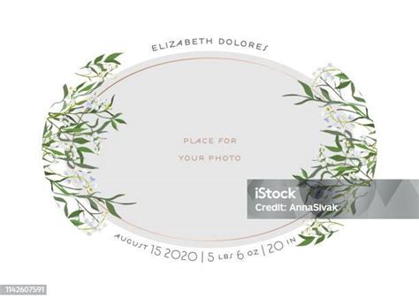 꽃 요소와 아기 태어난 인사말 카드입니다 백합 꽃과 아기 샤워 템플릿 사진 프레임입니다 신생아 결혼식 초대장 화 환 나뭇잎으로