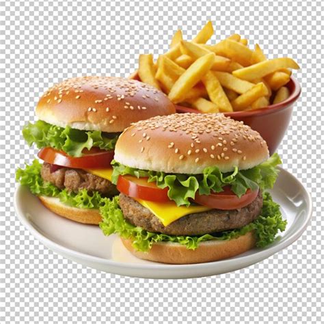 Burgger Plater On Transparnt Background Premium Ai Generated Psd