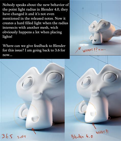 Where To Give Feedback To Blender Regarding The New Point Light Radius Behavior Basics