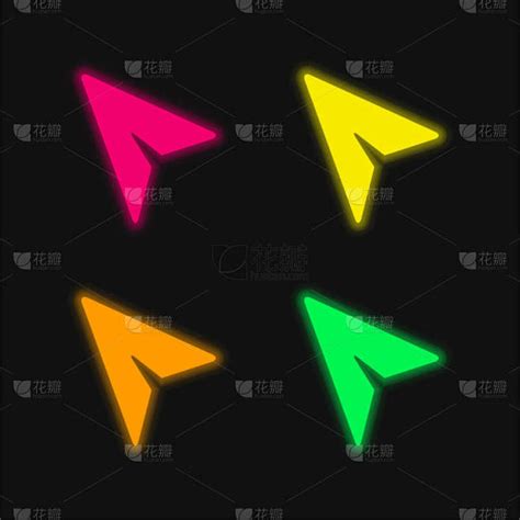 黑鼠标指针四色发光霓虹灯矢量图标