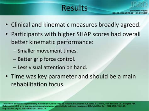 Ppt Determining Skill Level In Myoelectric Prosthesis Use With