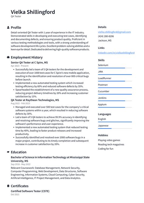 oracle qa tester resume examples resumecat
