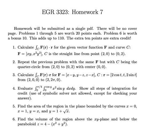 Solved EGR 3323 Homework 7 Homework Will Be Submitted As A Chegg Com