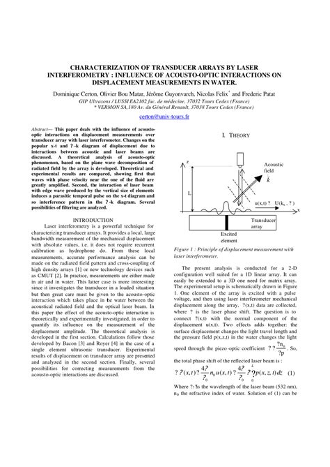 Pdf Characterization Of Transducer Arrays By Laser Interferometry