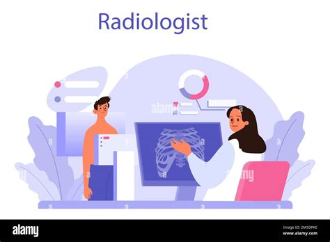Radiologist Concept Doctor Examing X Ray Image Of Human Body With Computed Tomography Mri And