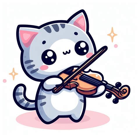 Kawaii Cute Cat Playing Violin By Milktea Nomitai In 2025 Cute