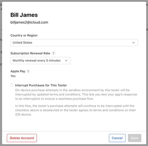 Manage Sandbox Apple Account Settings App Store Connect Help