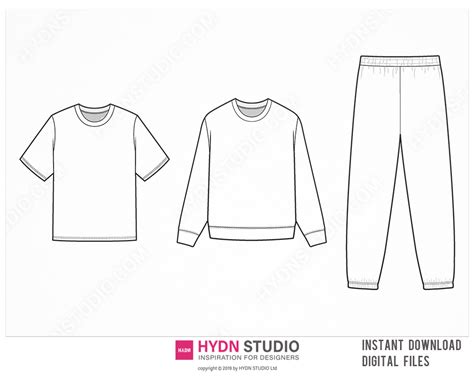 티셔츠 스웨트셔츠 스웨트팬츠 도식화 디자인 세트 헤이든스튜디오