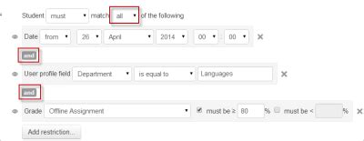 Restrict Access Settings MoodleDocs
