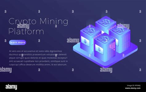 Crypto Mining Isometric Illustration Of Cryptocurrency Bitcoin Mining Farm Modern Crypto