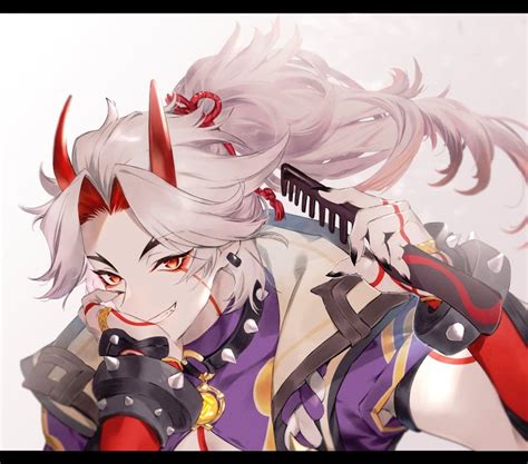 arataki itto (genshin impact) drawn by sachico66 | Danbooru