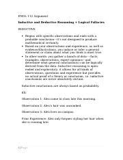 Inductive And Deductive Fallacies Doc ENGL Argument Inductive And Deductive Reasoning