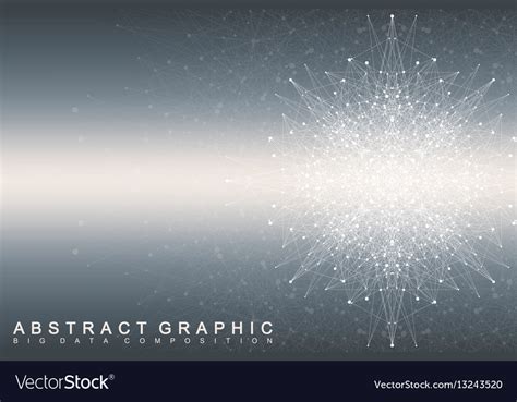 Fractal Element With Connected Lines And Dots Big Vector Image