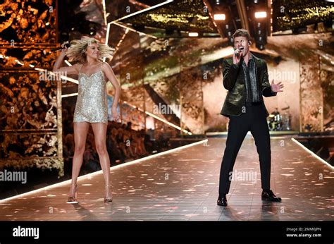 Singers Kelsea Ballerini Left And Andrew Taggart Perform During The 2018 Victorias Secret