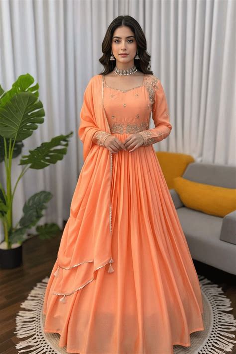 Indian Bollywood Actress Malaika Arora Silk Anarkali Dress Anaya