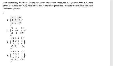 Solved With Technology Find Bases For The Row Space The Chegg