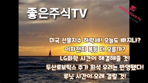 미국 선물지수 하락세 오늘도 빠지나 이차전지 폭등 더 오를까 Lg화학 시간이 해결해줄 것 두산로보틱스 주가 희석 우려는 반영됐다 루닛 시간이 오래 걸릴 것