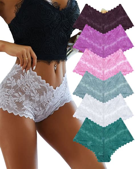 Finetoo 6 Pack Lace Underwear For Women Invisible Briefs Embroidery