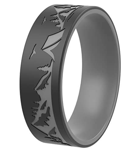 Mens Thunderfit Camo Silicone Wedding Ring With Ergonomic Design And